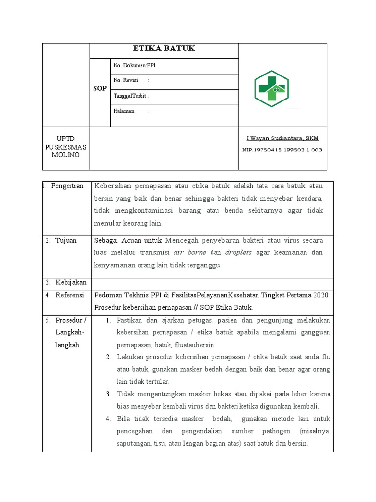Sop Etika Batuk | PDF