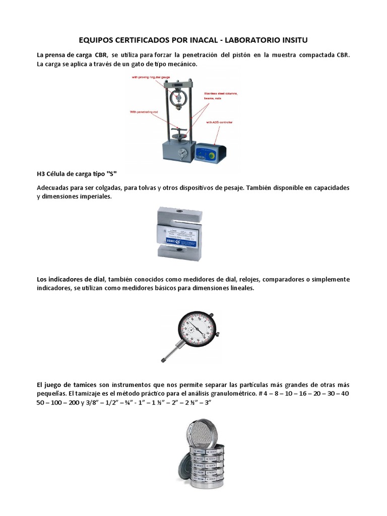 Equipos Calibrados - Laboratorio Insitu | PDF | Medición | Balanza