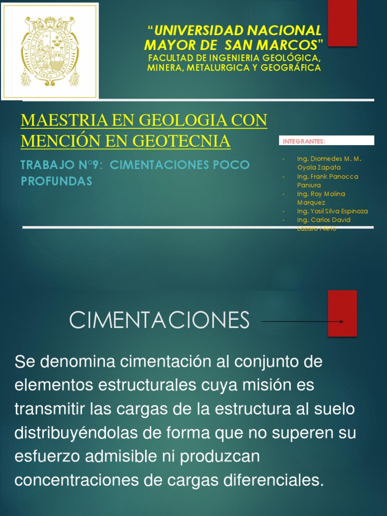 Trabajo N°9 Cimentaciones Poco Profundas Pdf Fundación Ingeniería