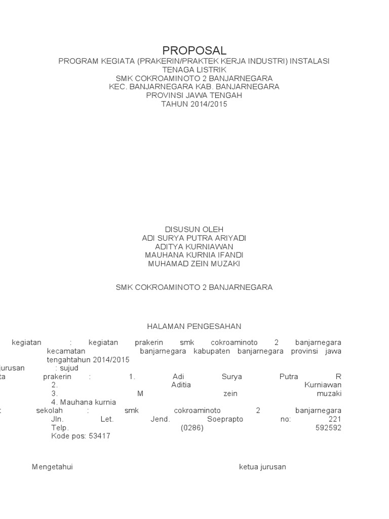 Proposal Pengajuan PKL 2022 | PDF
