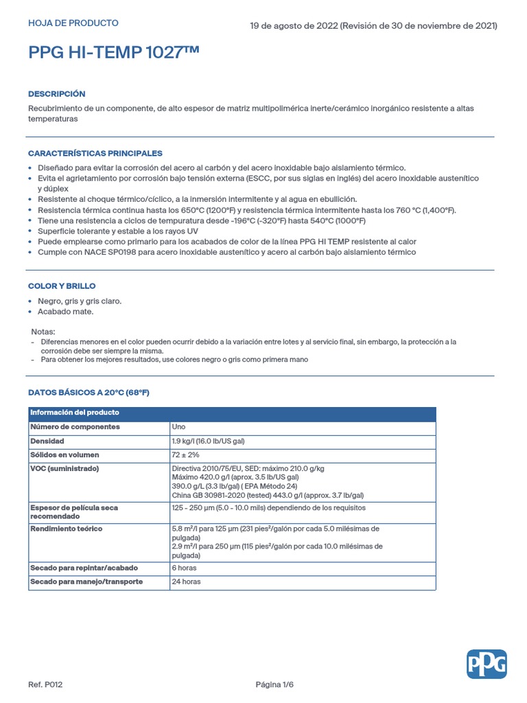 Hi Temp 1027 | PDF | Acero | Acero inoxidable