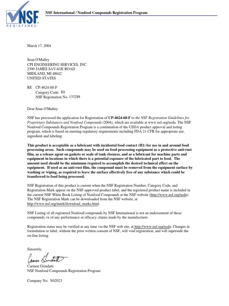 Food Grade CP-4624-68-F | PDF