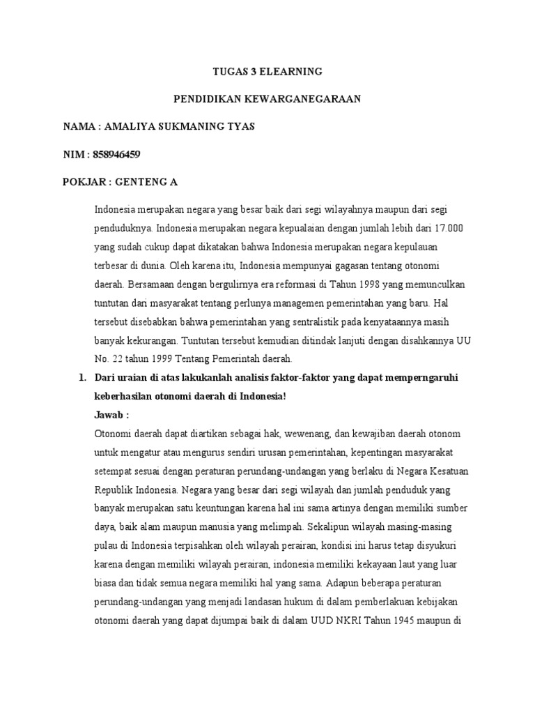 Meizani Eka Nabila T.T 3 PKN Elearning | PDF | Pengelolaan Keuangan & Uang | Ilmu Sosial