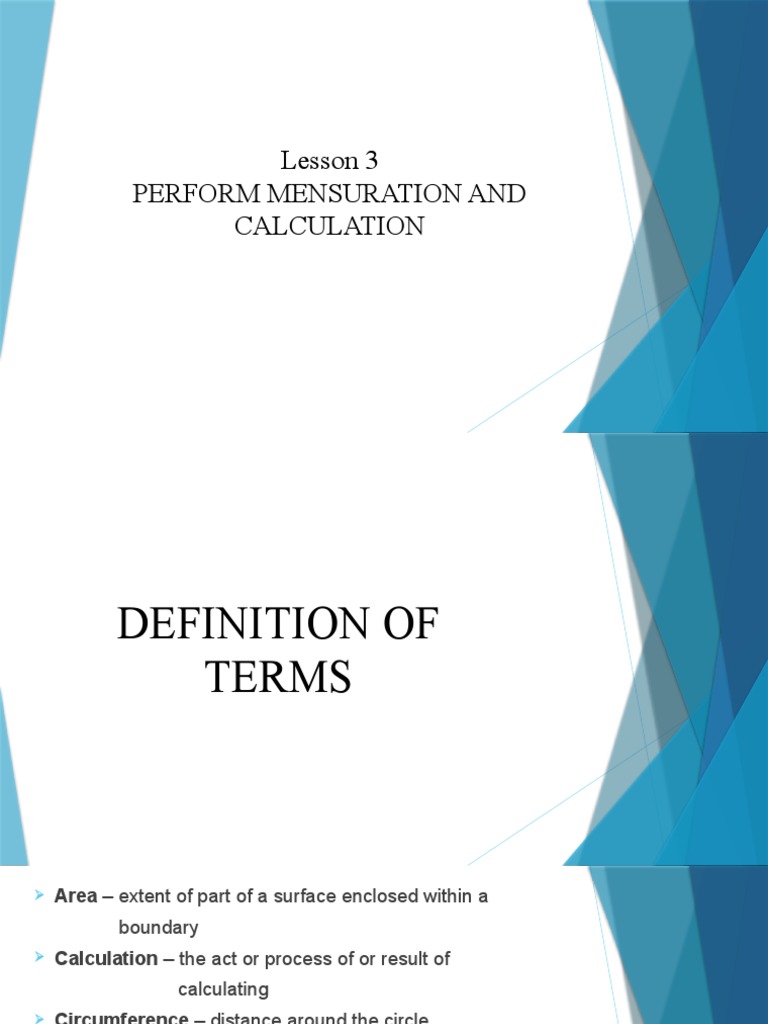 Lesson 3 Perform Mensuration and Calculation | PDF | Area | Mathematics