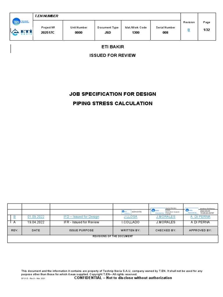 202517C-0000-JSD-1300-008-B - Piping Stres Calculation | PDF | Specification (Technical Standard ...