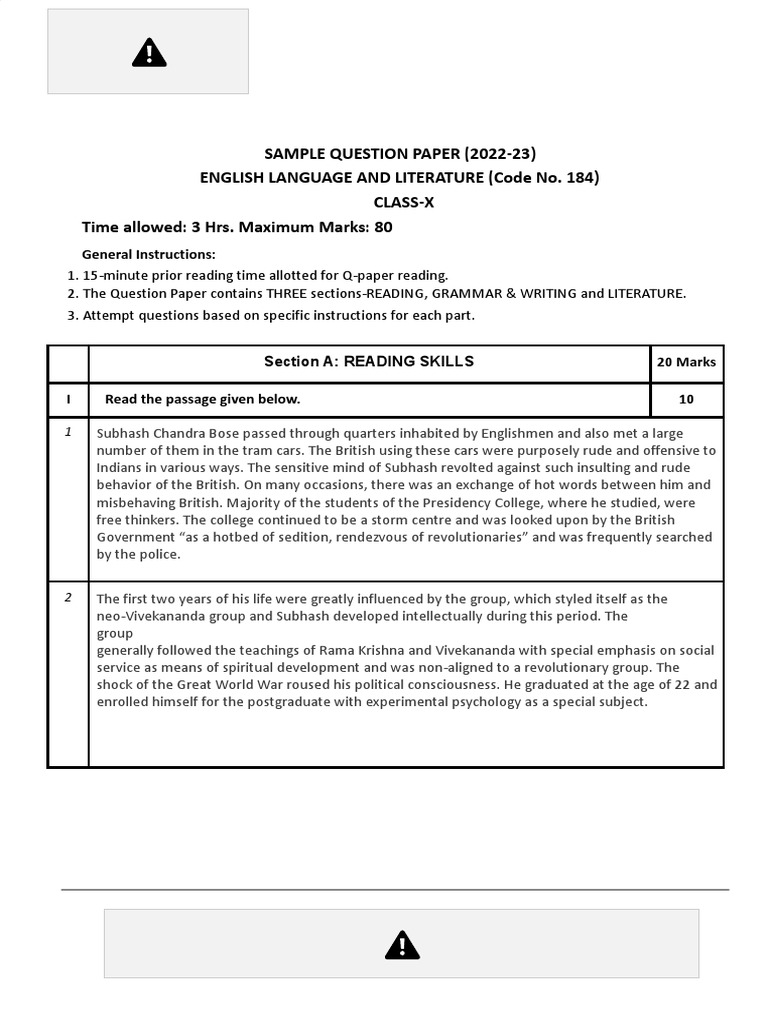 Sample Paper 1 ENGLISH | PDF | United States Postal Service