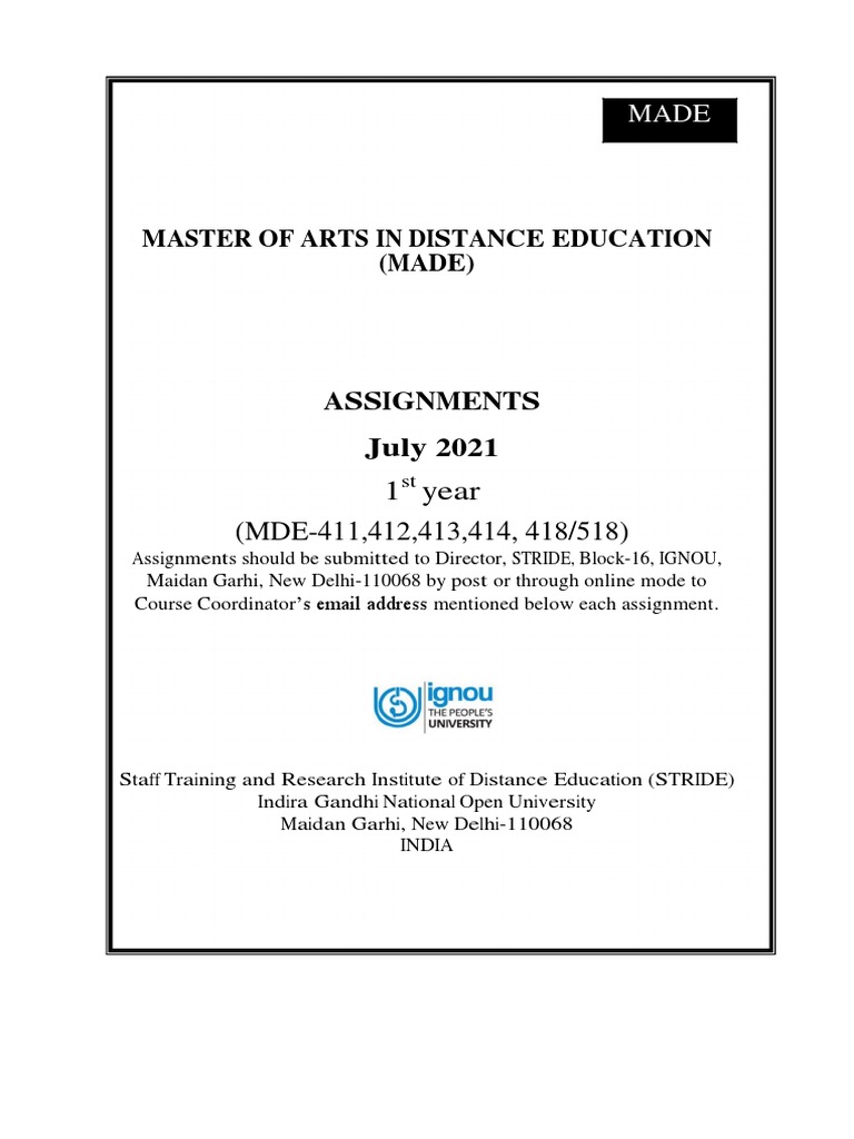 MADE July 2021 Assignments 1st Year | PDF | Constructivism (Philosophy Of Education) | Distance ...