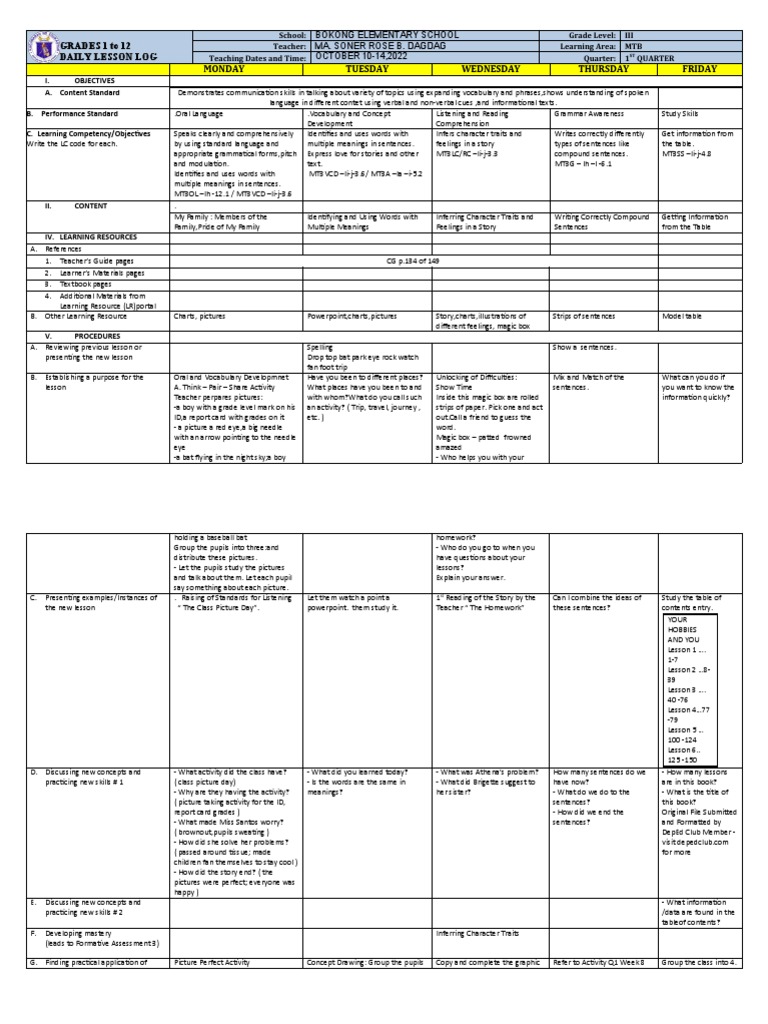 DLL - MTB 3 - Q1 - W8 | PDF | Human Communication | Cognitive Psychology