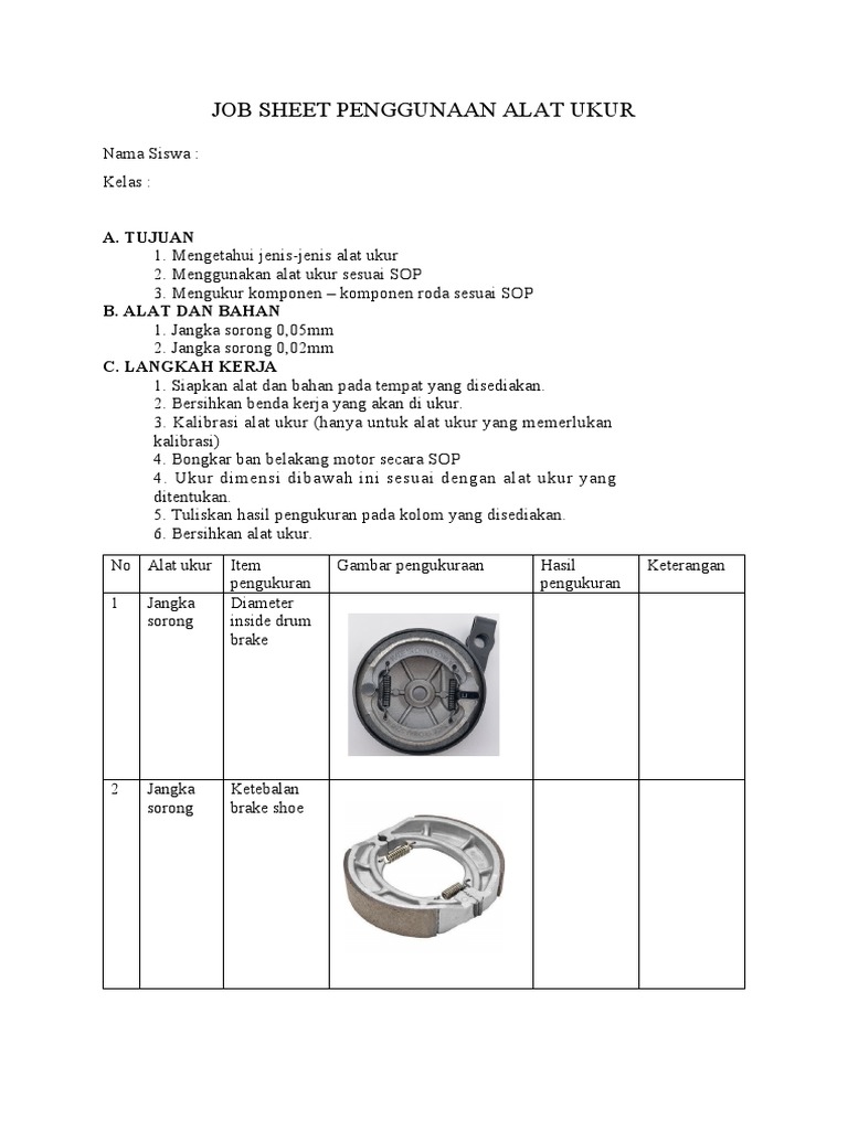 Job Sheet Penggunaan Alat Ukur | PDF