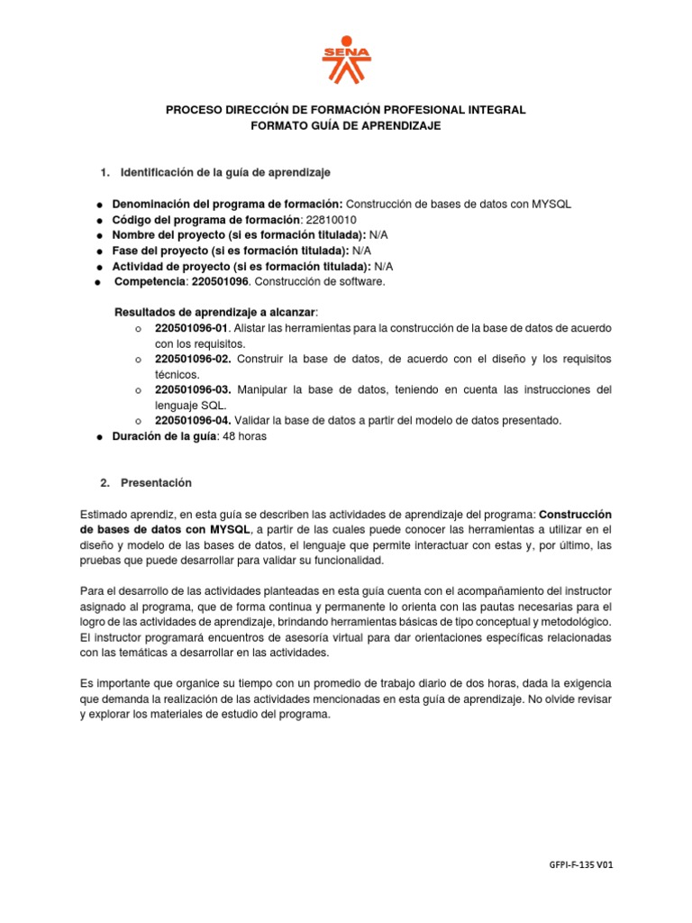 Guia de Aprendizaje | PDF | Mi sql | Bases de datos
