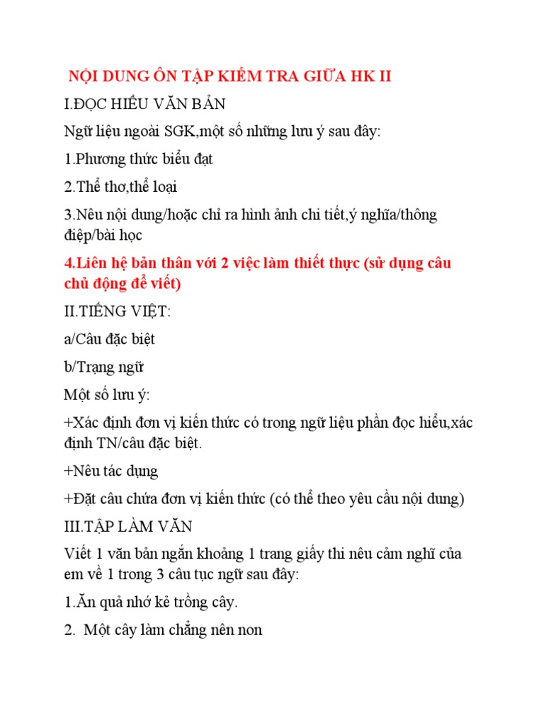 N I Dung Ktra GK II NG Văn | PDF