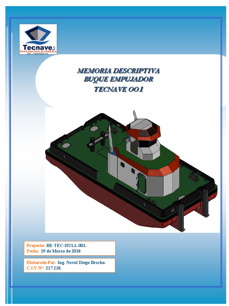 Memoria Descriptiva Buque Tecnave 001 | PDF | Buques | Remolcador