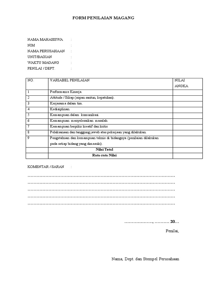 Form Penilaian | PDF