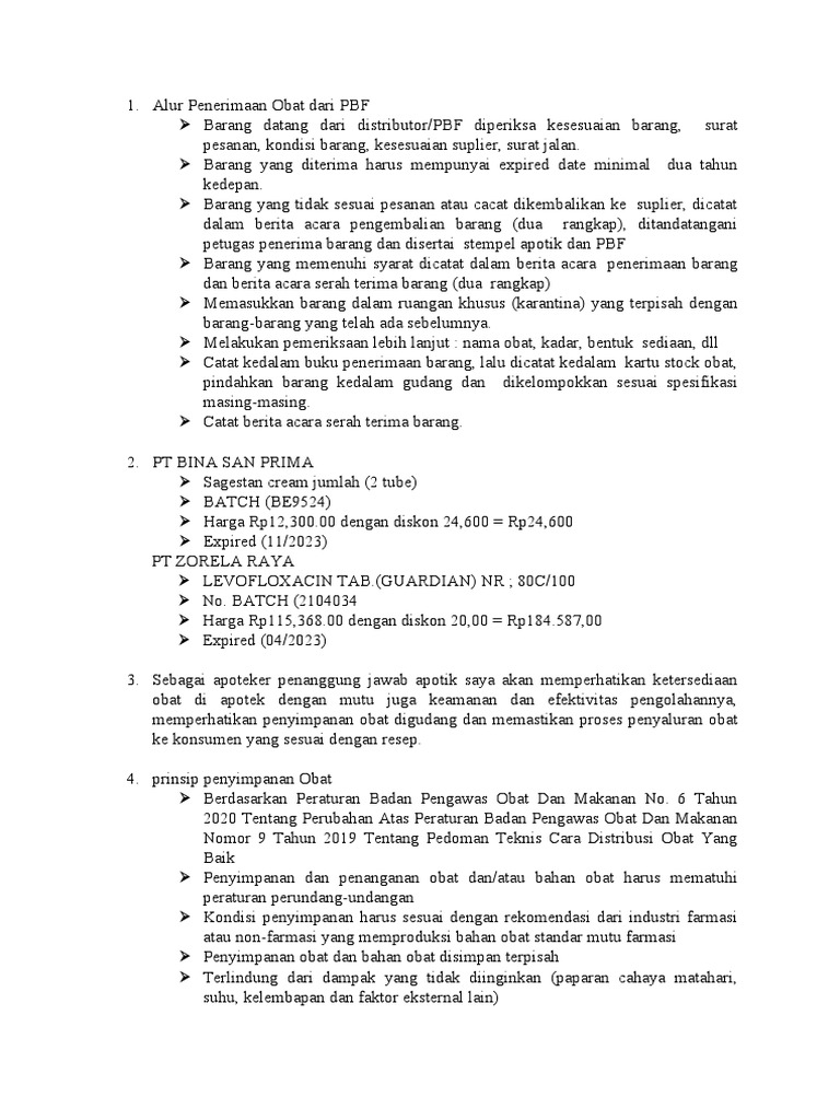 Alur Penerimaan Obat Dari PBF | PDF