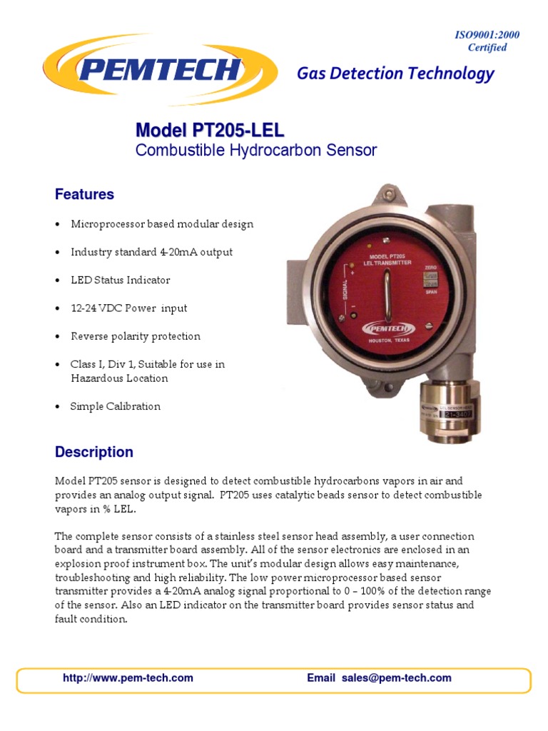 PT205 Combustibles | Download Free PDF | Sensor | Electricity