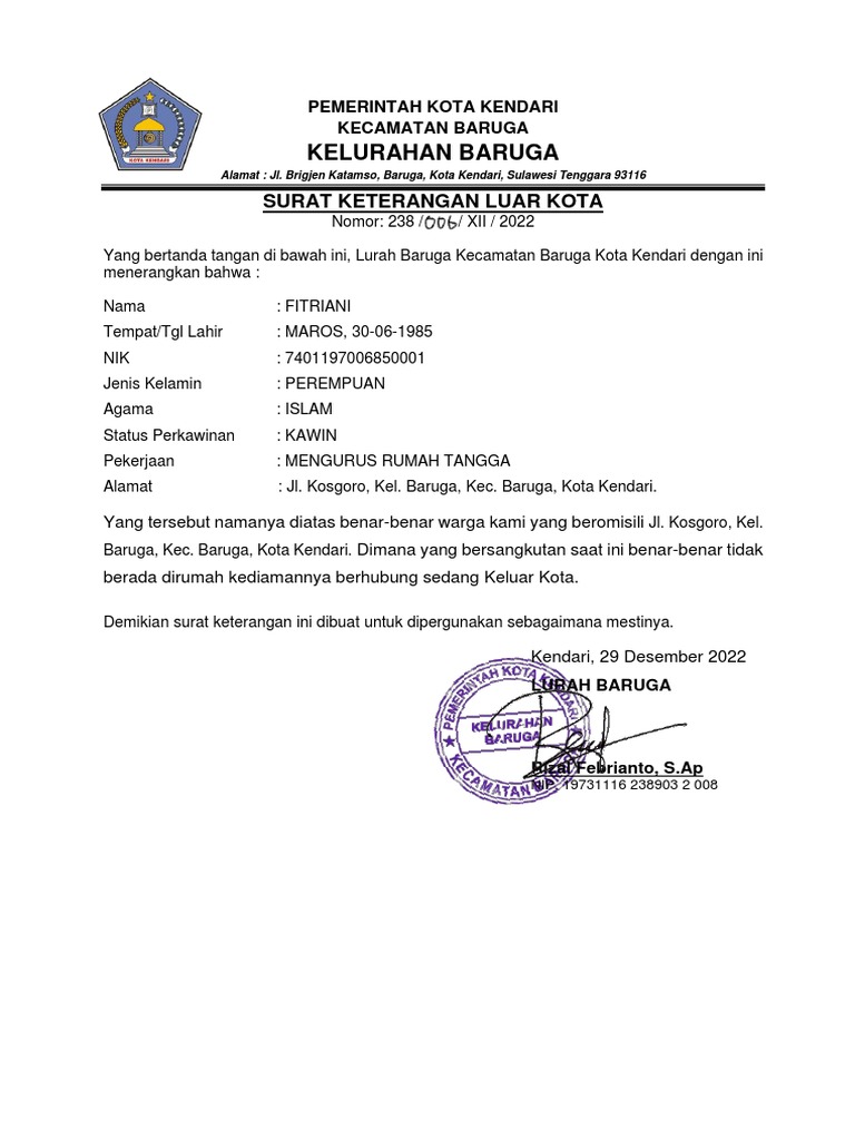 FITRIANI Baruga Luar Kota | PDF