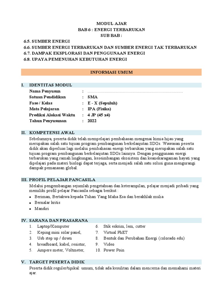 Contoh FISIKA - 10 - K.MERDEKA | PDF