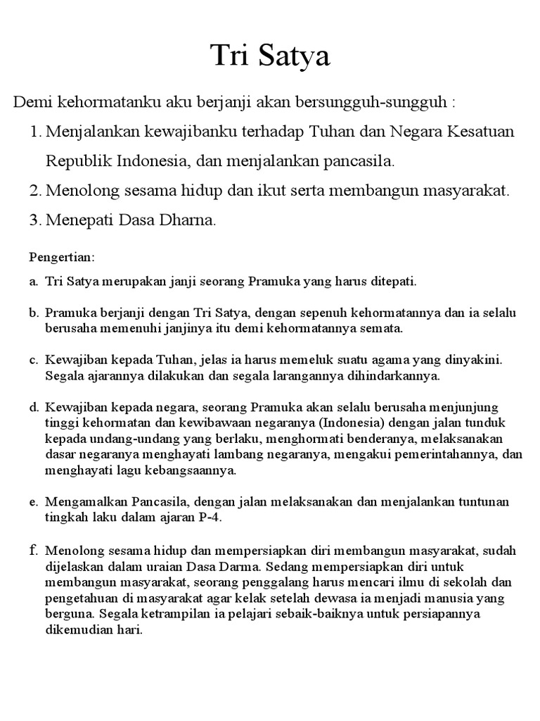 Pengertian Tri Satya Pramuka | PDF