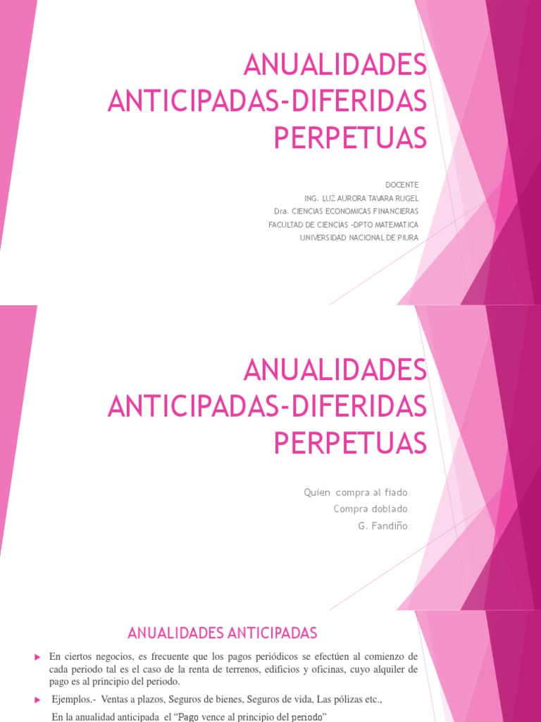 Anualidades Anticipadas - Diferidas - Perpetuas Sem - Ii 2022 | PDF | Economias