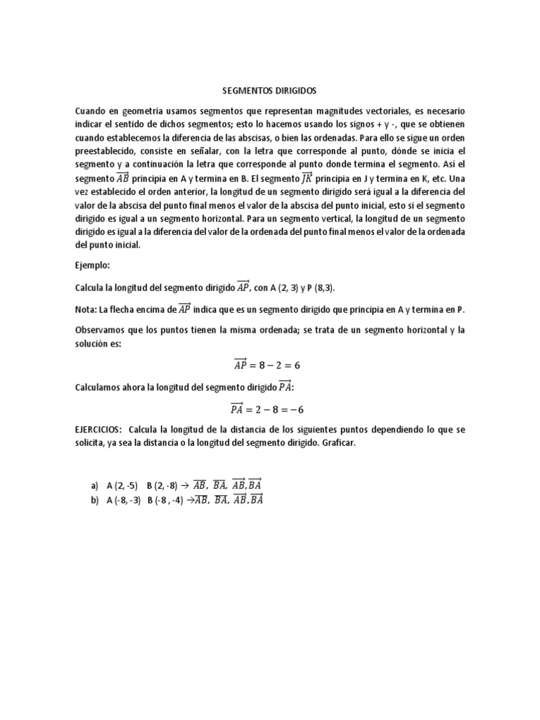 Longitud de Segmentos Dirigidos en Geometría | PDF | Sistema de ...