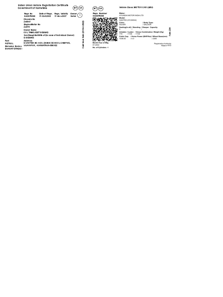 Form Print RC | PDF | Vehicles | Motor Vehicle