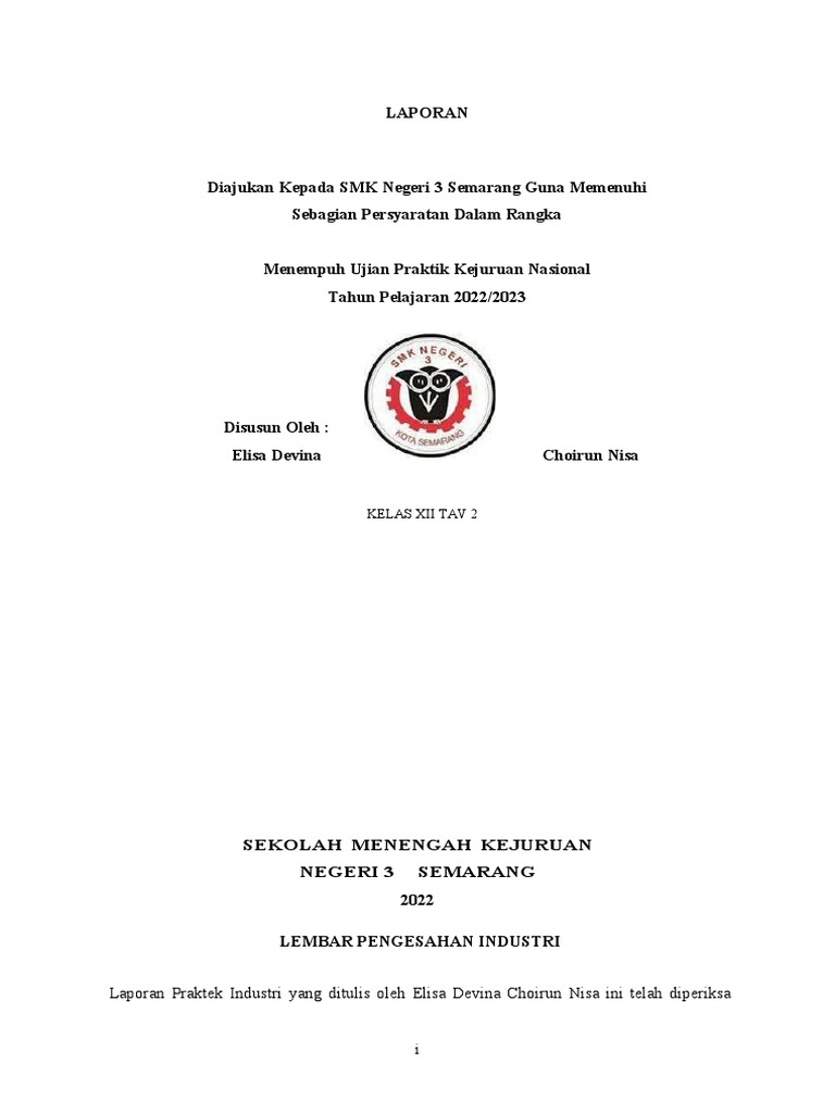 Cover Laporan PKL | PDF