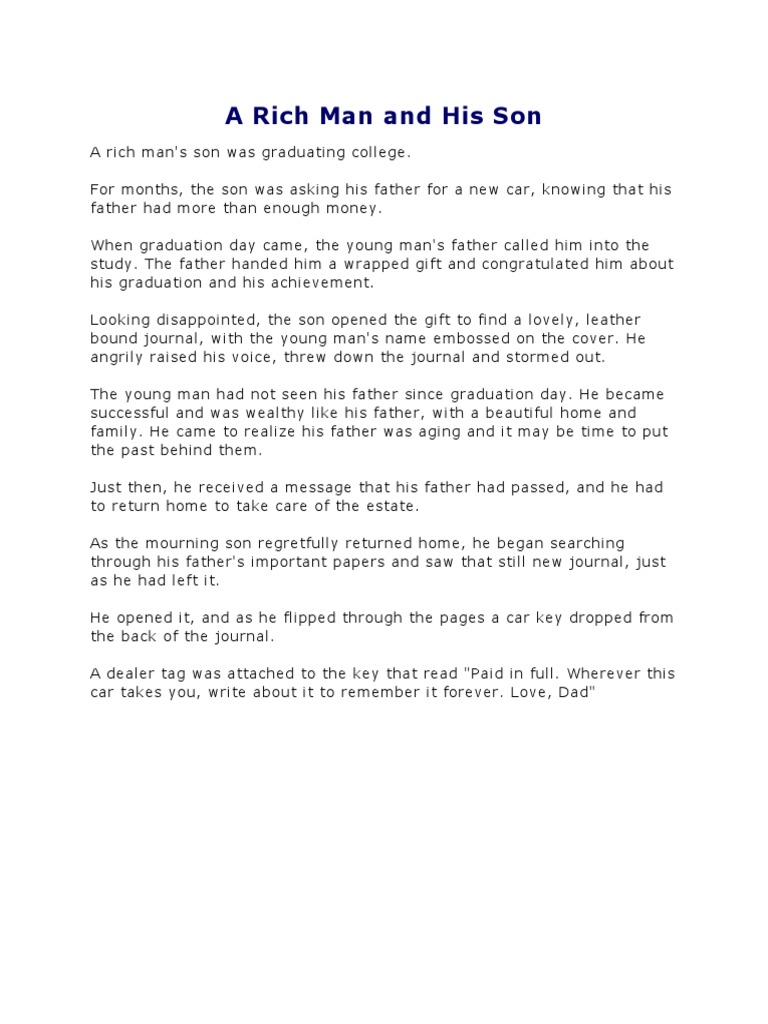 A Rich Man and His Son | PDF