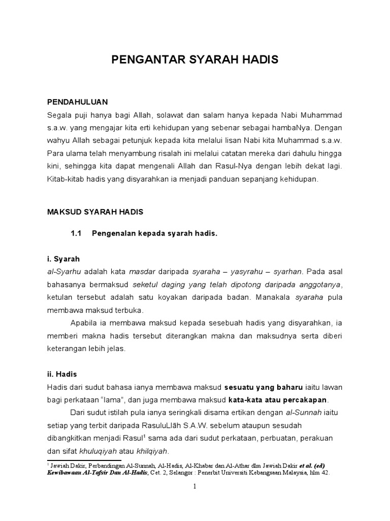 Pengenalan Maksud Syarah Hadis | PDF