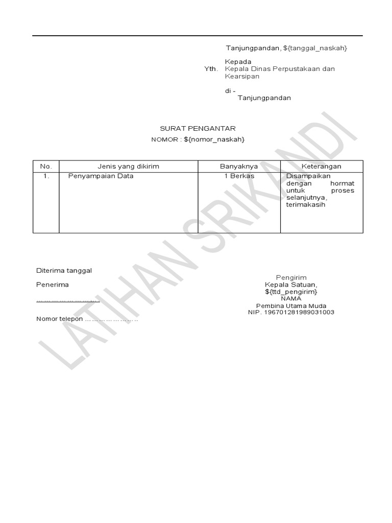 Contoh Surat Untuk Latihan Srikandi | PDF