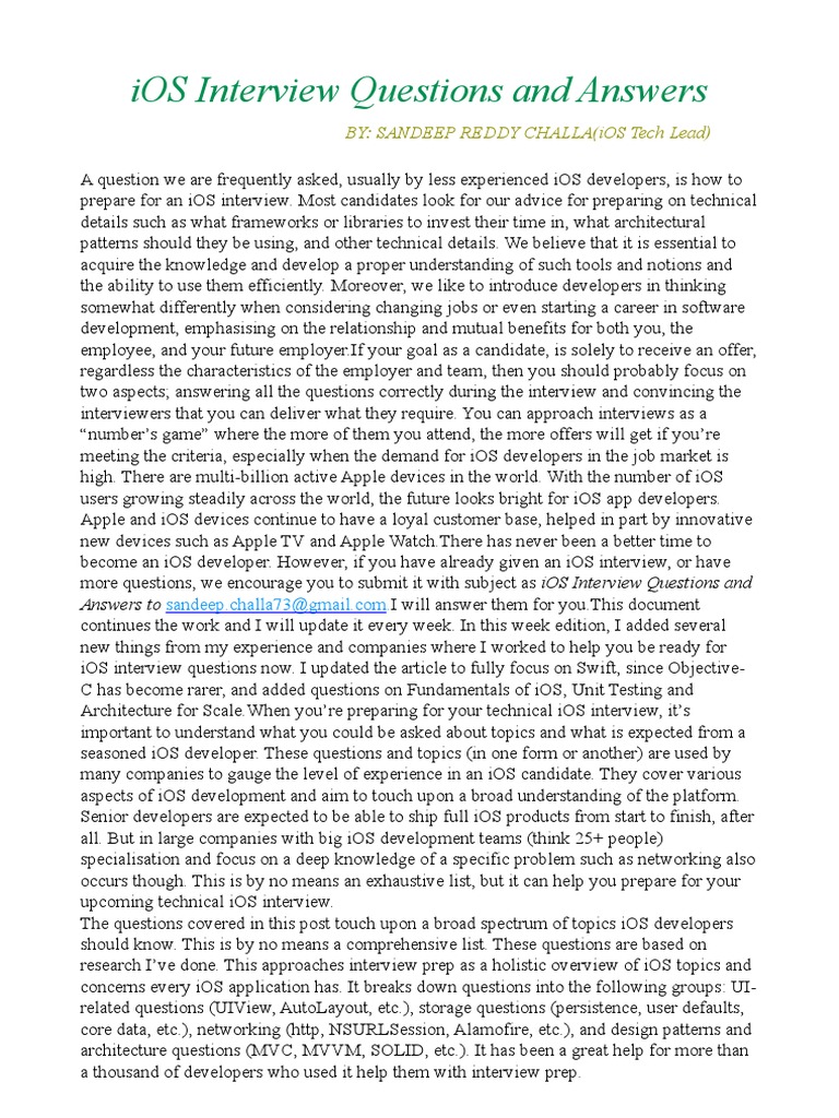 iOS Interview Questions and Answers | PDF | Swift (Programming Language) | Ios