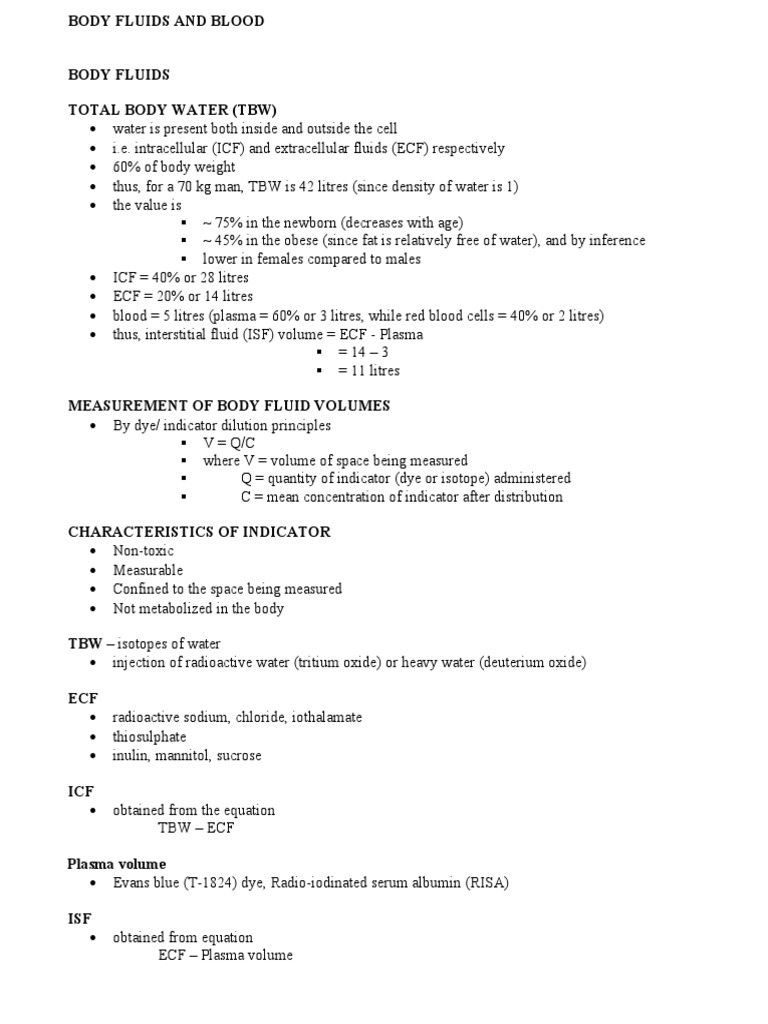 Body Fluids and Blood Physiology Overview | PDF | Immune System | White ...