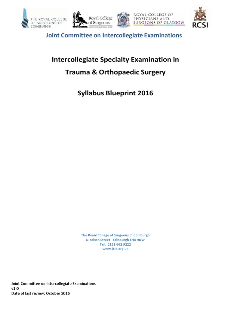 Trauma & Orthopaedic Surgery Exam Blueprint | PDF | Spinal Cord | Knee