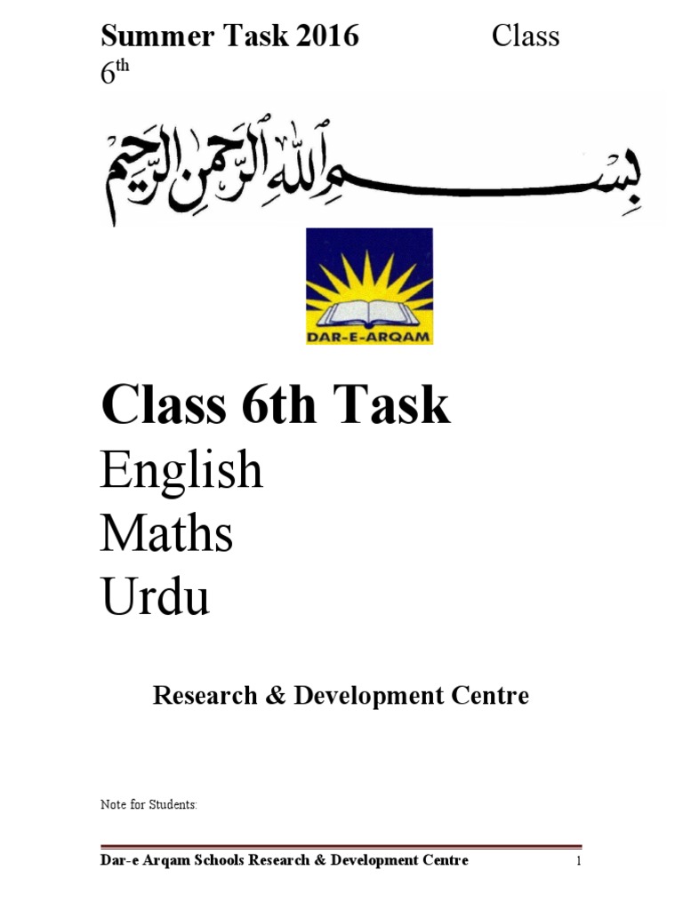 Maths Task 6th | PDF | Ramadan