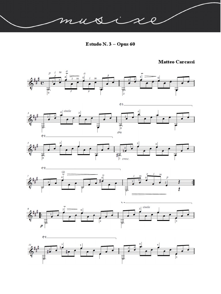 Estudo 3 Opus 60 Matteo Carcassi | PDF