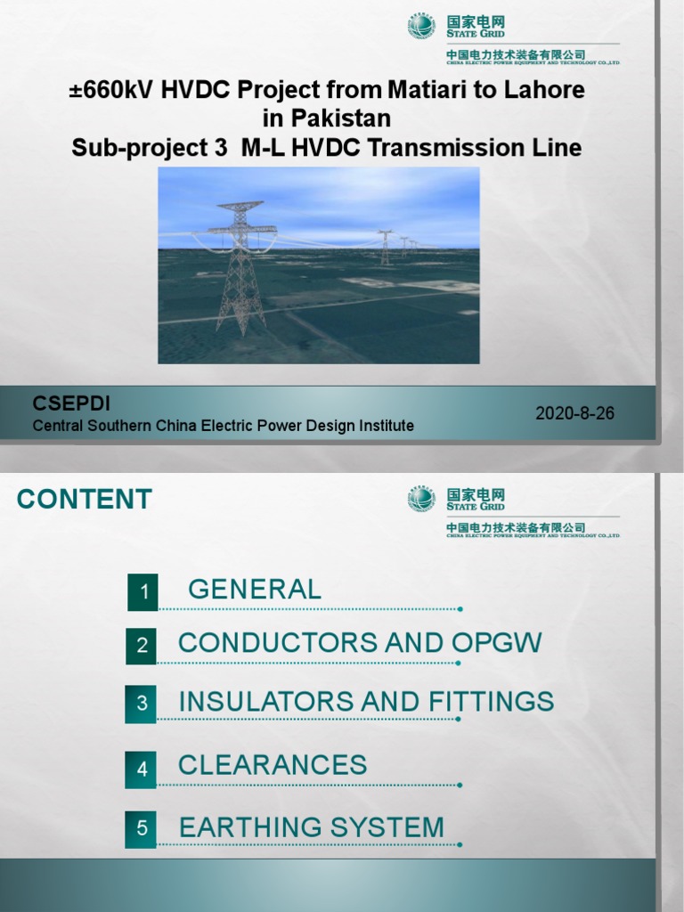 Matiari-Lahore ±660kV HVDC Project Details | PDF | Insulator ...