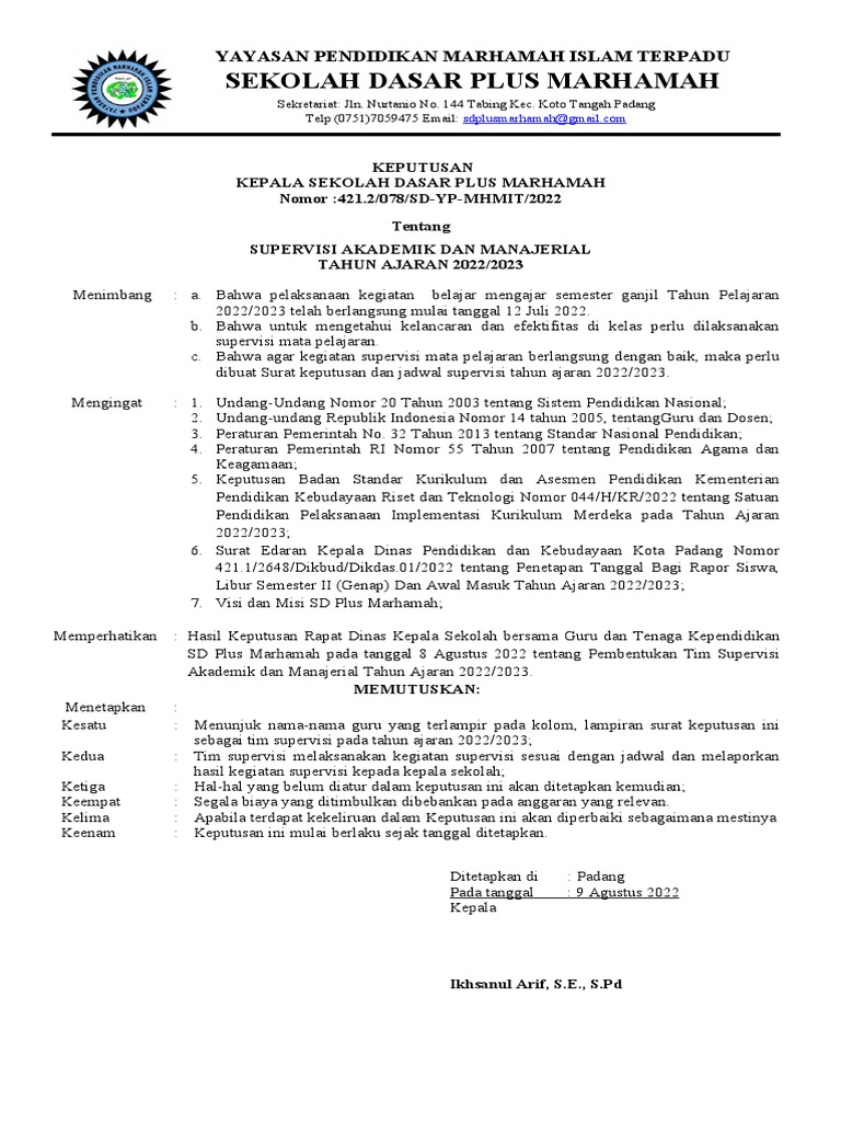 SK Tim Supervisi PTK | PDF