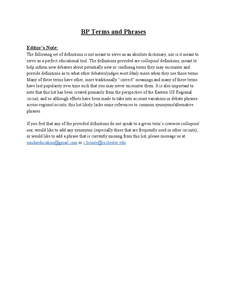 BP Terms and Phrases | PDF | Argument | Logic