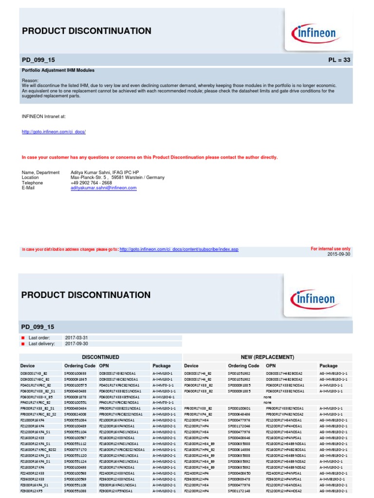 Infineon PD 099 15 (2) Portfolio Adjustment IHM Modules | PDF | Computer Engineering | Computer ...