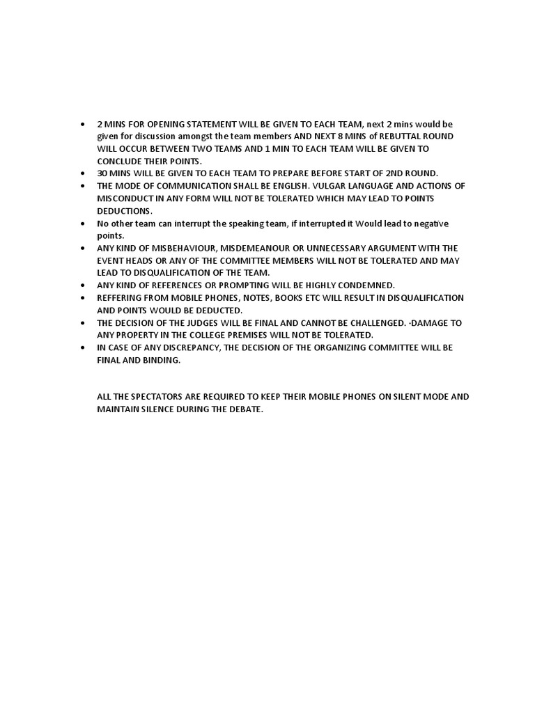 Rules For Debate Script | PDF