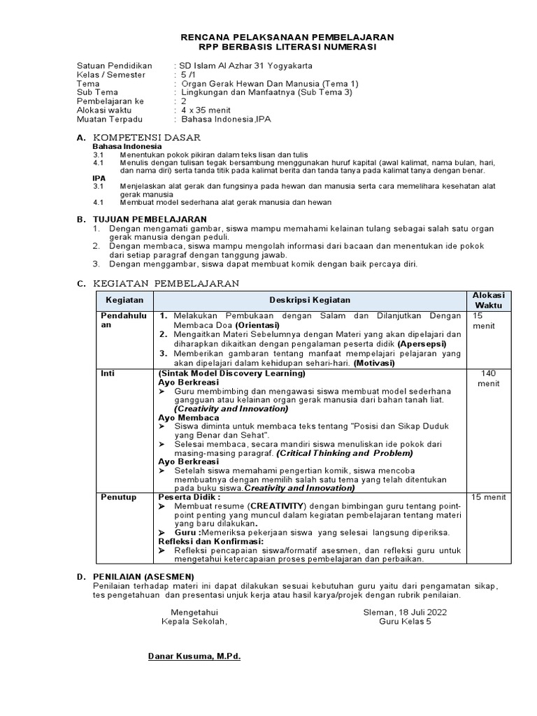 5.1.3.2 RPP KELAS 5 TEMA 1 SUBTEMA 3 Pembelajaran Ke-2 | PDF