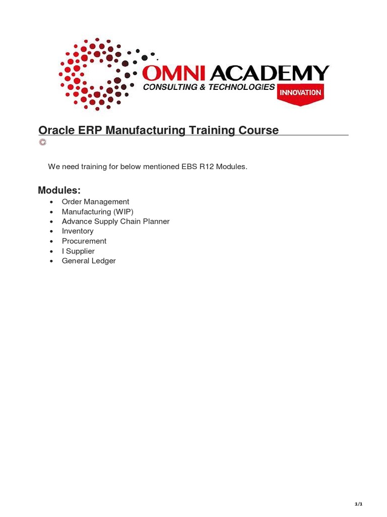 Oracle ERP Manufacturing Training | PDF