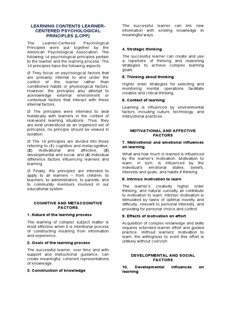 Tcallp Reviewer | PDF | Learning | Cognitive Development