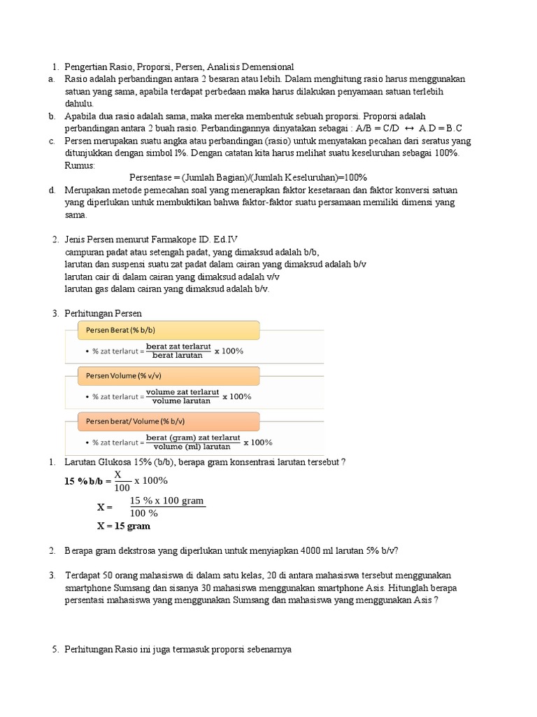 Pengertian Rasio, Persen, dan Analisis Dimensional | PDF