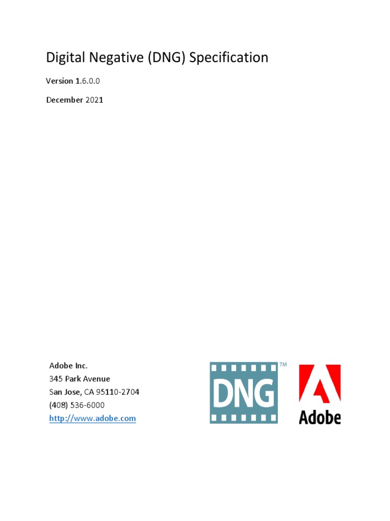 DNG Specification Ver. 1.6 | PDF | Raw Image Format | File Format