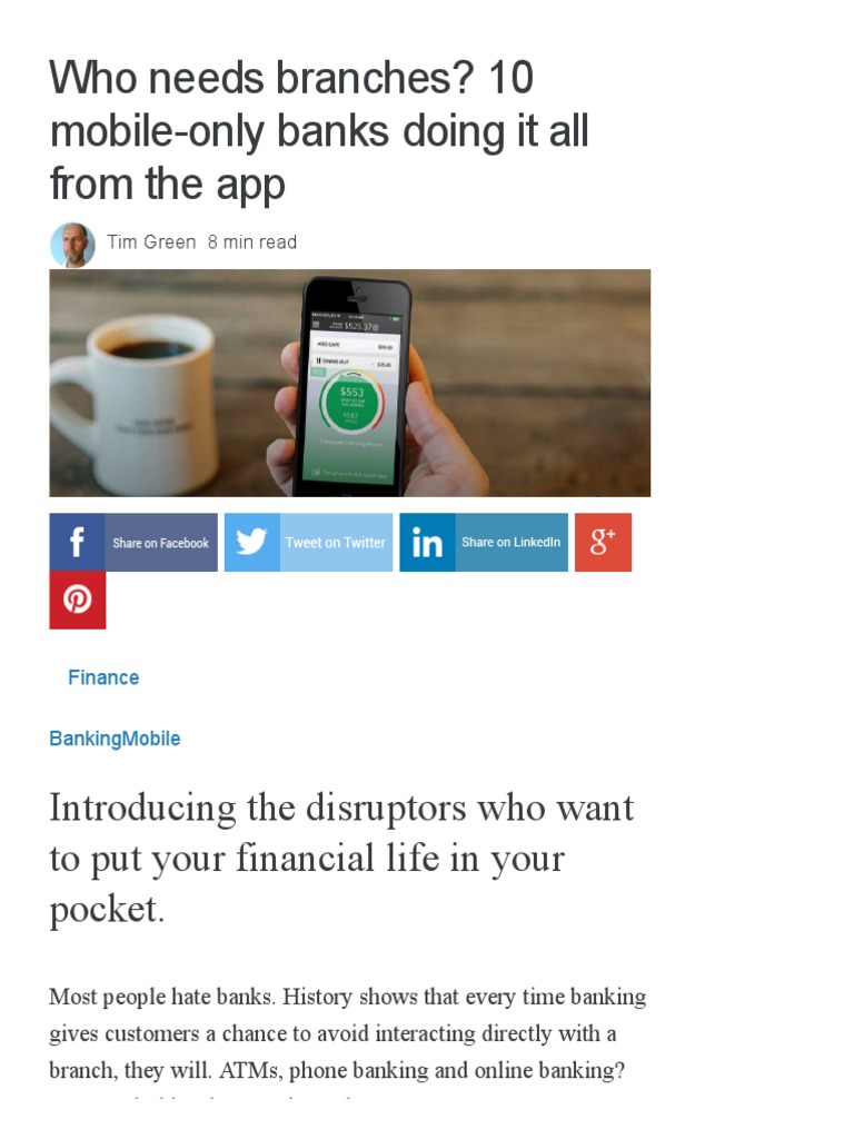 10 Mobile-Only Banks Who Do It All From The App | PDF | Banks ...