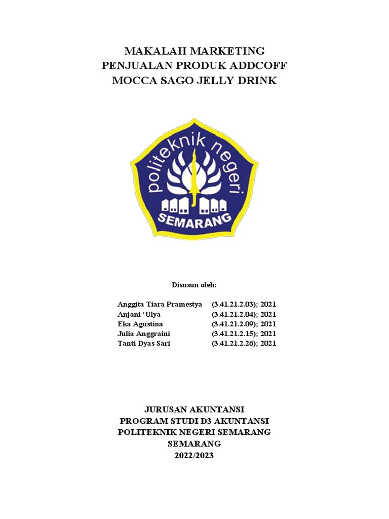 Makalah Pemasaran Mocca Sago Jelly Drink | PDF