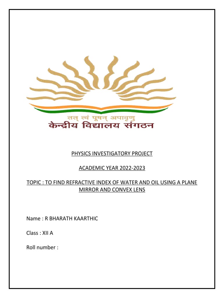 Physics Investigatory Project2022-2023 | PDF | Optics | Electromagnetic Radiation