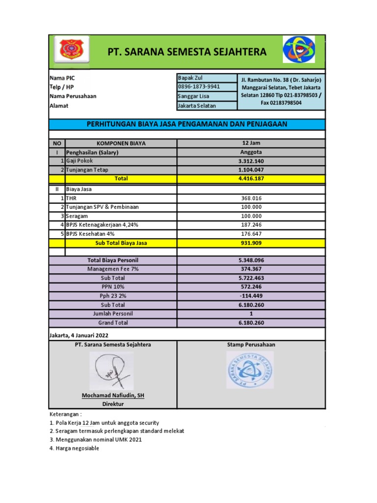Penawaran Harga Security | PDF