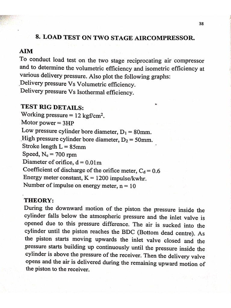 Air Compressor Load Test | PDF