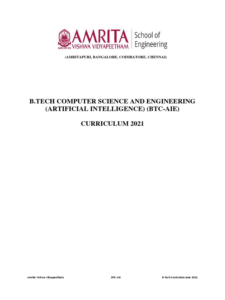 Btech Cse Ai Curriculum Syllabus 2021 | PDF | Engineering | Electrical ... Btech Cse Ai Curriculum Syllabus 2021 | PDF | Engineering | Electrical ...